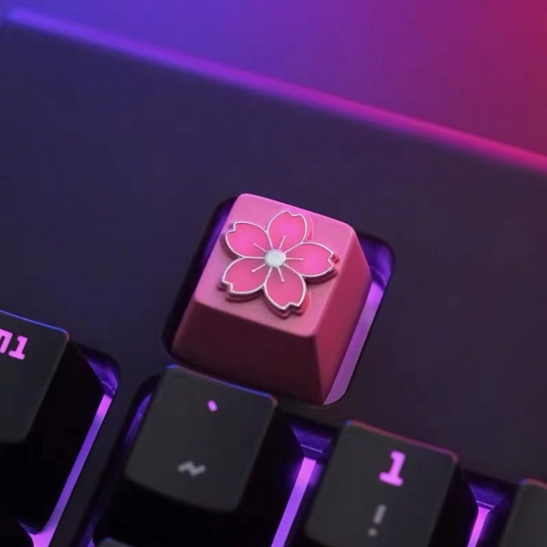 Pink cherry blossom keycap for MX mechanical keyboard | Anime Keycaps