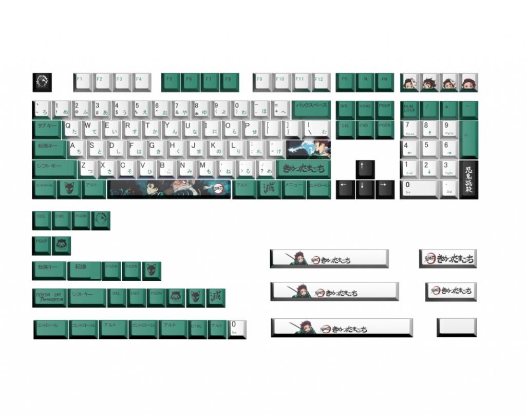 Demon Slayer Keycaps Japan Anime Design Green Tanjiro Nezuko Keycap PBT ...