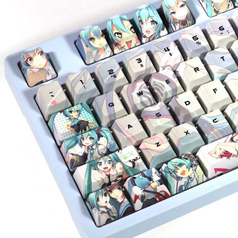 Hatsune Miku Keycaps 108-key Japanese Anime Cute Mechanical Keyboard ...