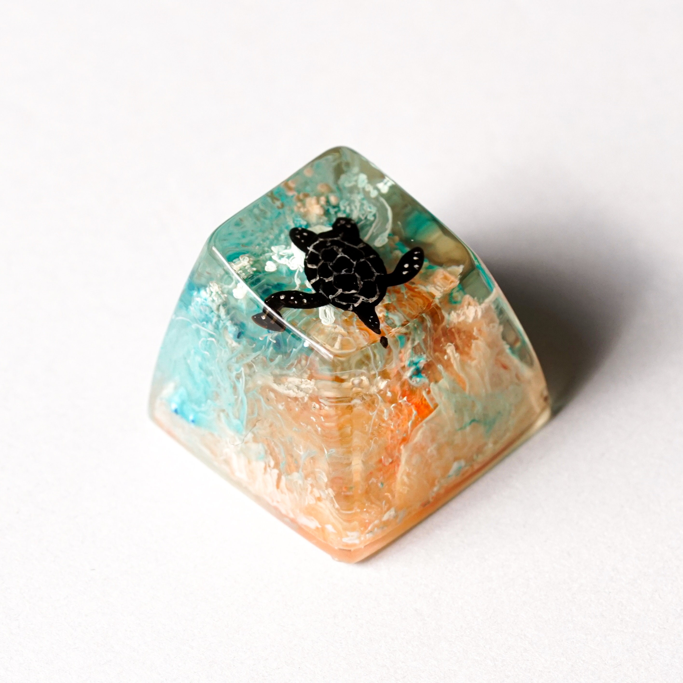 Black Turtle Keycap, Orange Blue Coral, SA Profile Keycap, Keycap for ...